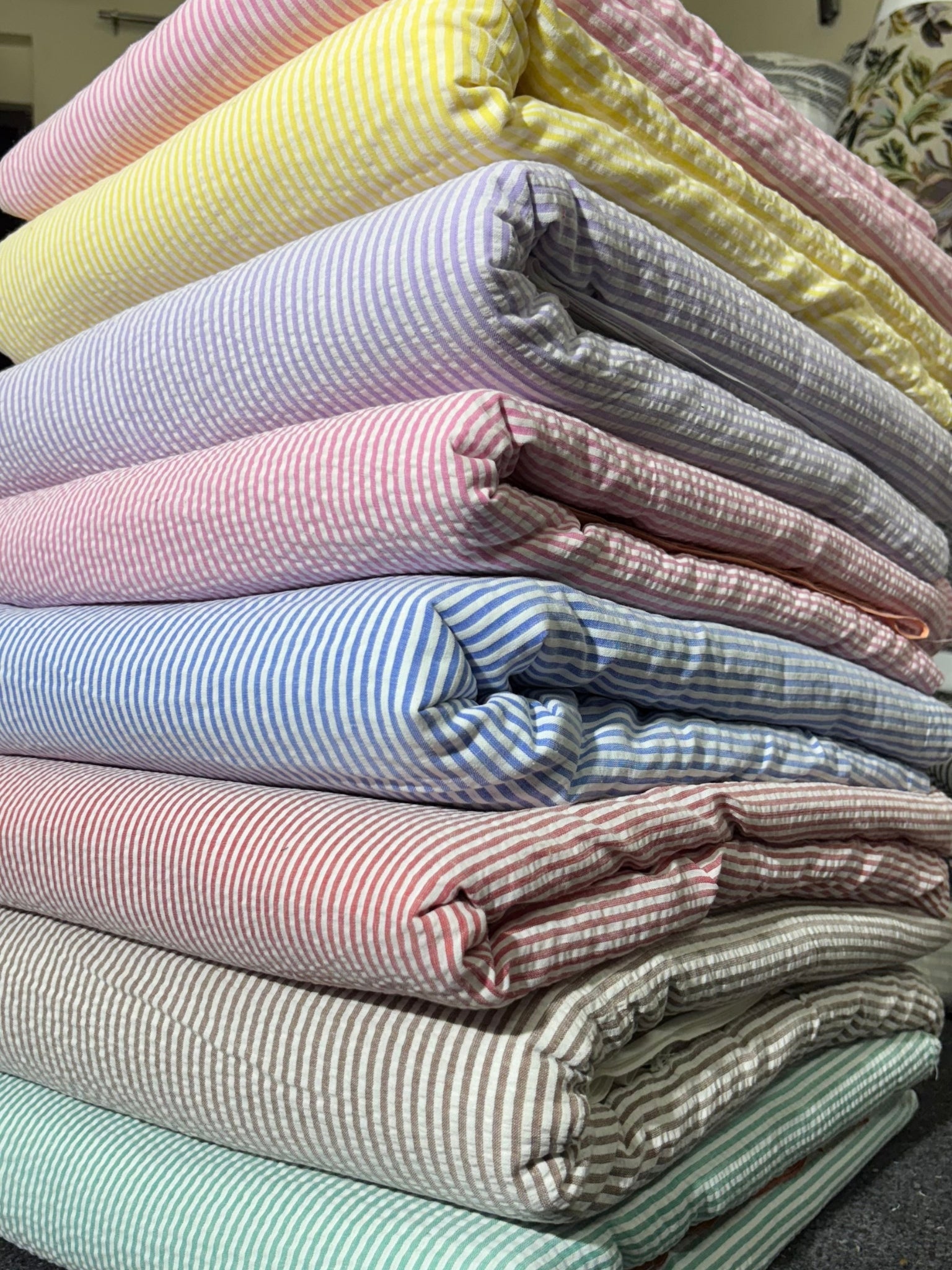 Cotton Seersucker Stripe Fabric – Fabric By Shal